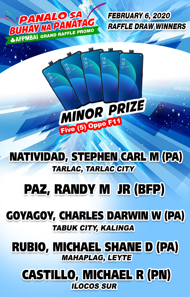 Panalo sa Buhay na Panatag AFPMBAI Raffle Promo Winners (2nd Batch ...