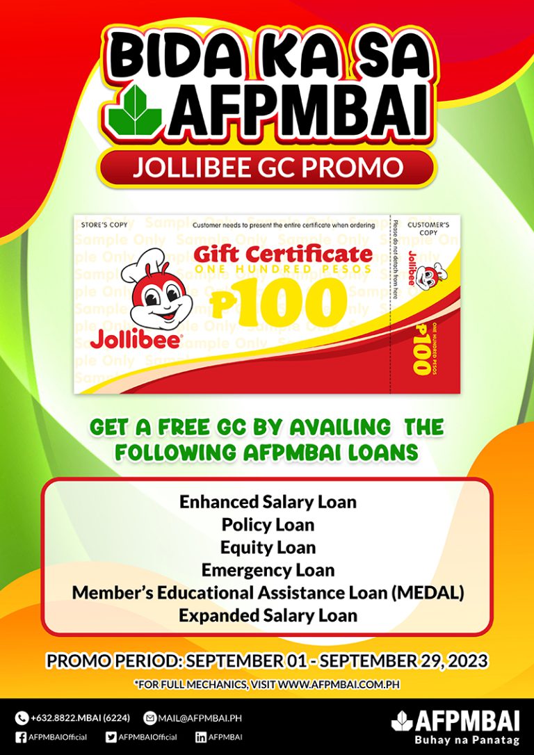 Join Bida ka sa AFPMBAI Jollibee GC Promo - AFPMBAI