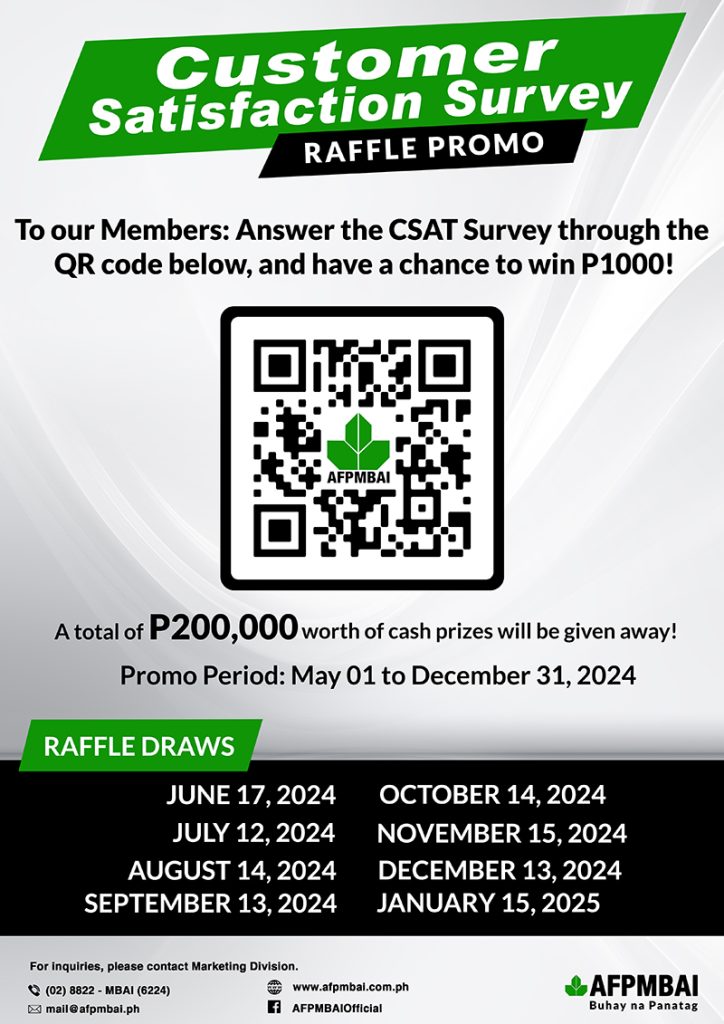 CUSTOMER SATISFACTION SURVEY RAFFLE PROMO - AFPMBAI