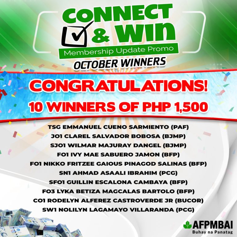 Connect and Win Membership Update Promo October 2025 Winners - AFPMBAI
